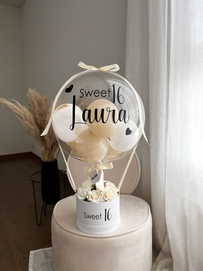 Bobo Ballon auf Blumenbox Sweet 16 – Ballusha